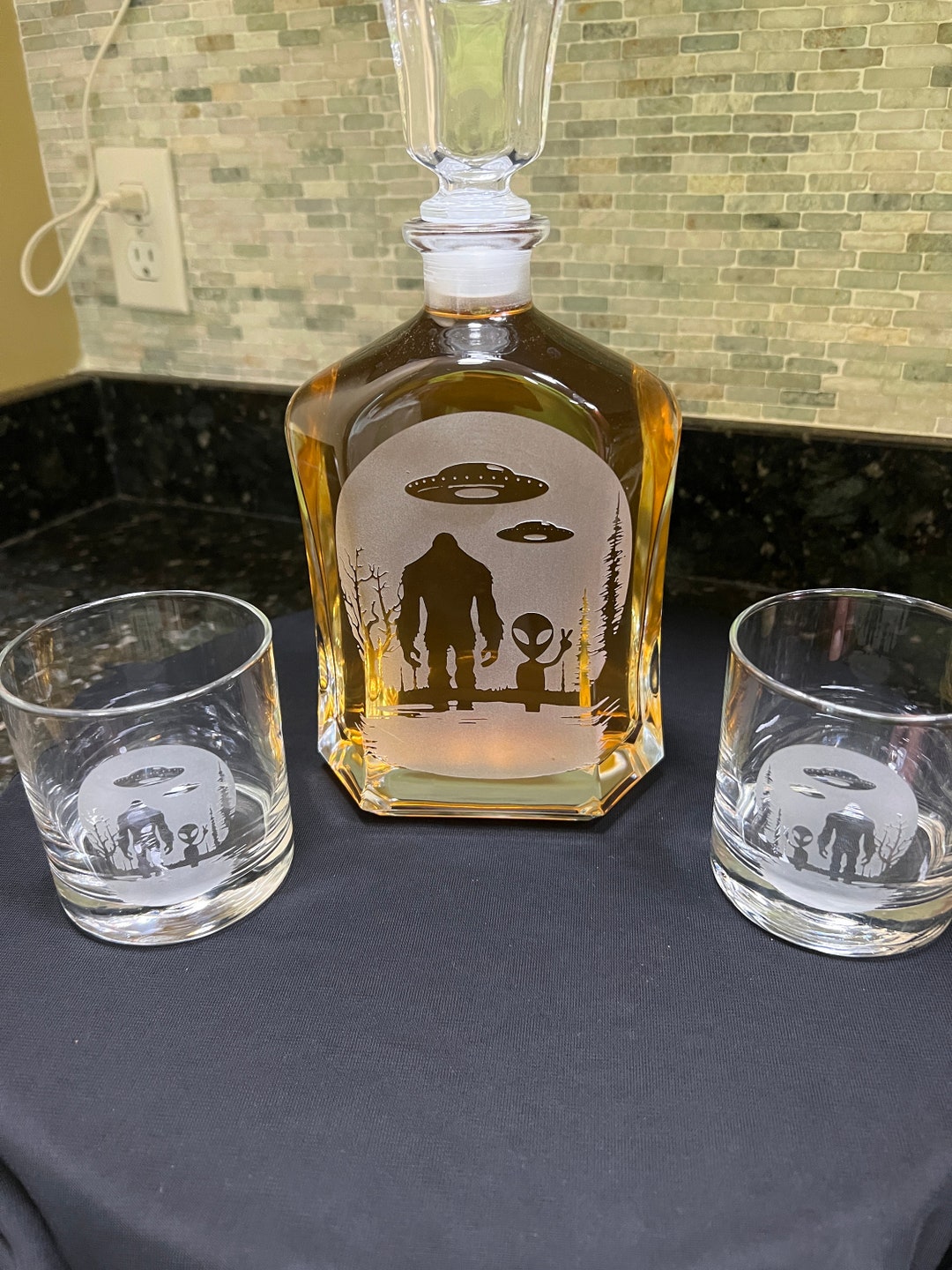 Bigfoot / Sasquatch & Alien Decanter Version #1 Whiskey Decanter ...