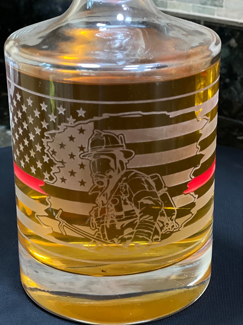 Firefighter Decanter: American Flag Whiskey Bourbon Decanter (26 Oz) - Etsy