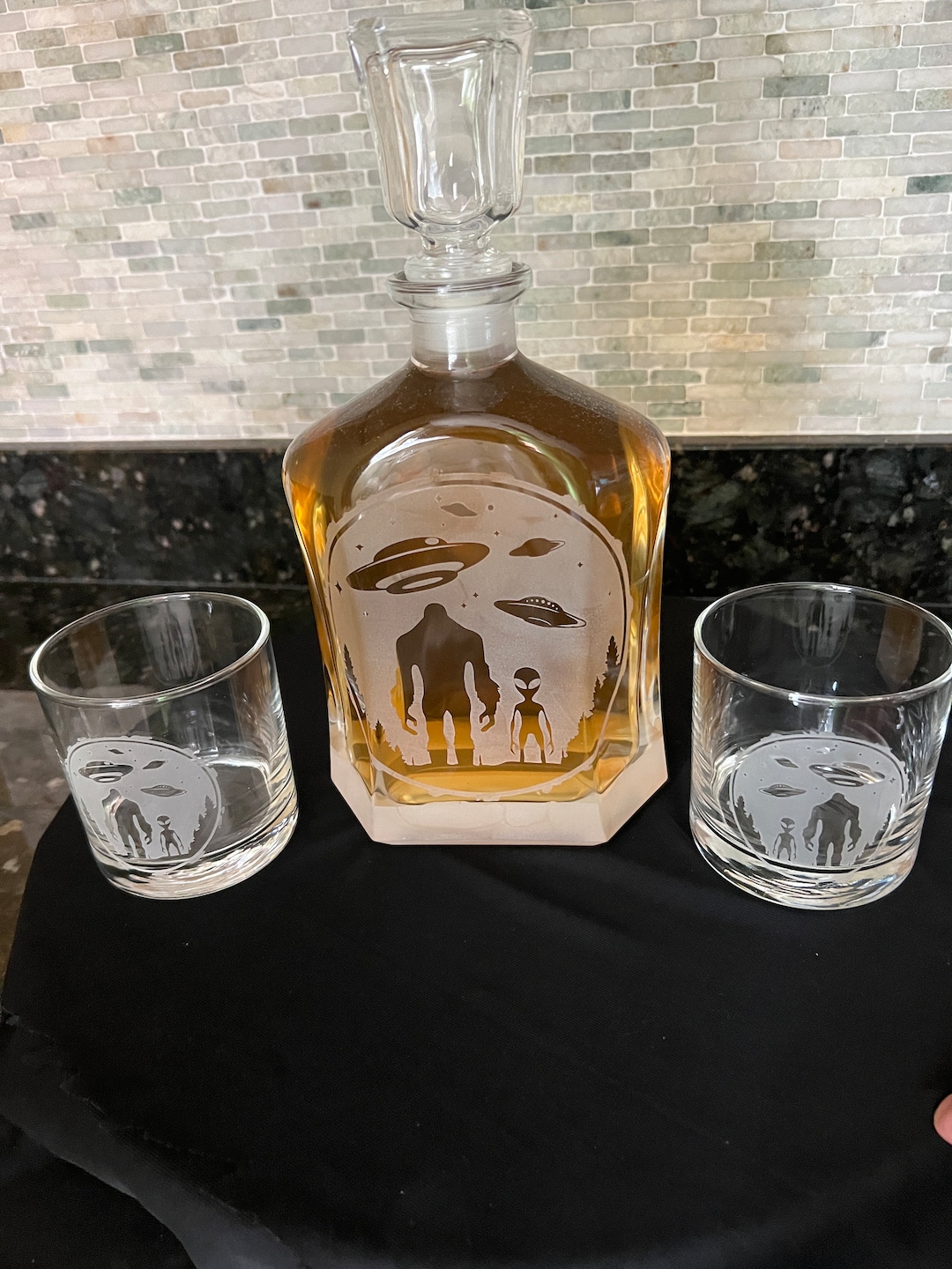 Bigfoot / Sasquatch & Alien Decanter Version #2 Whiskey Decanter ...