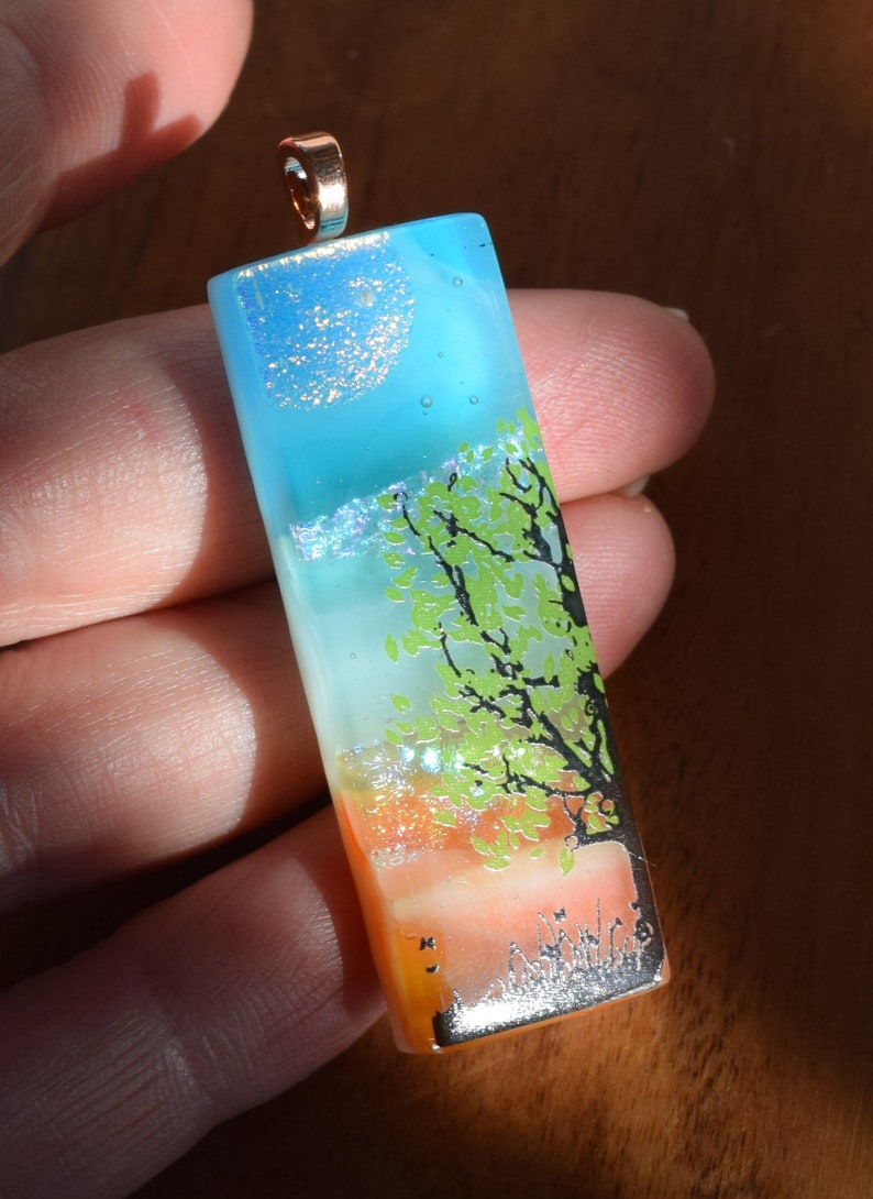 Tree Glass Pendant Tree Scene Jewelry Tree Necklace Tree | Etsy