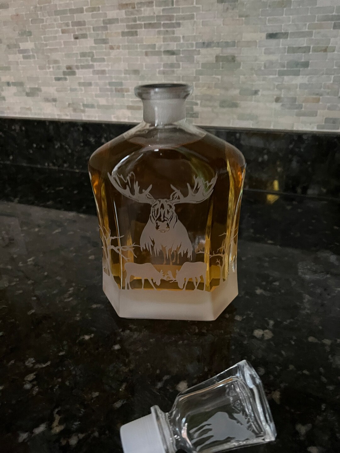 Rutting 2 Moose Scene With Moose Profile Whiskey/scotch/bourbon/brandy ...