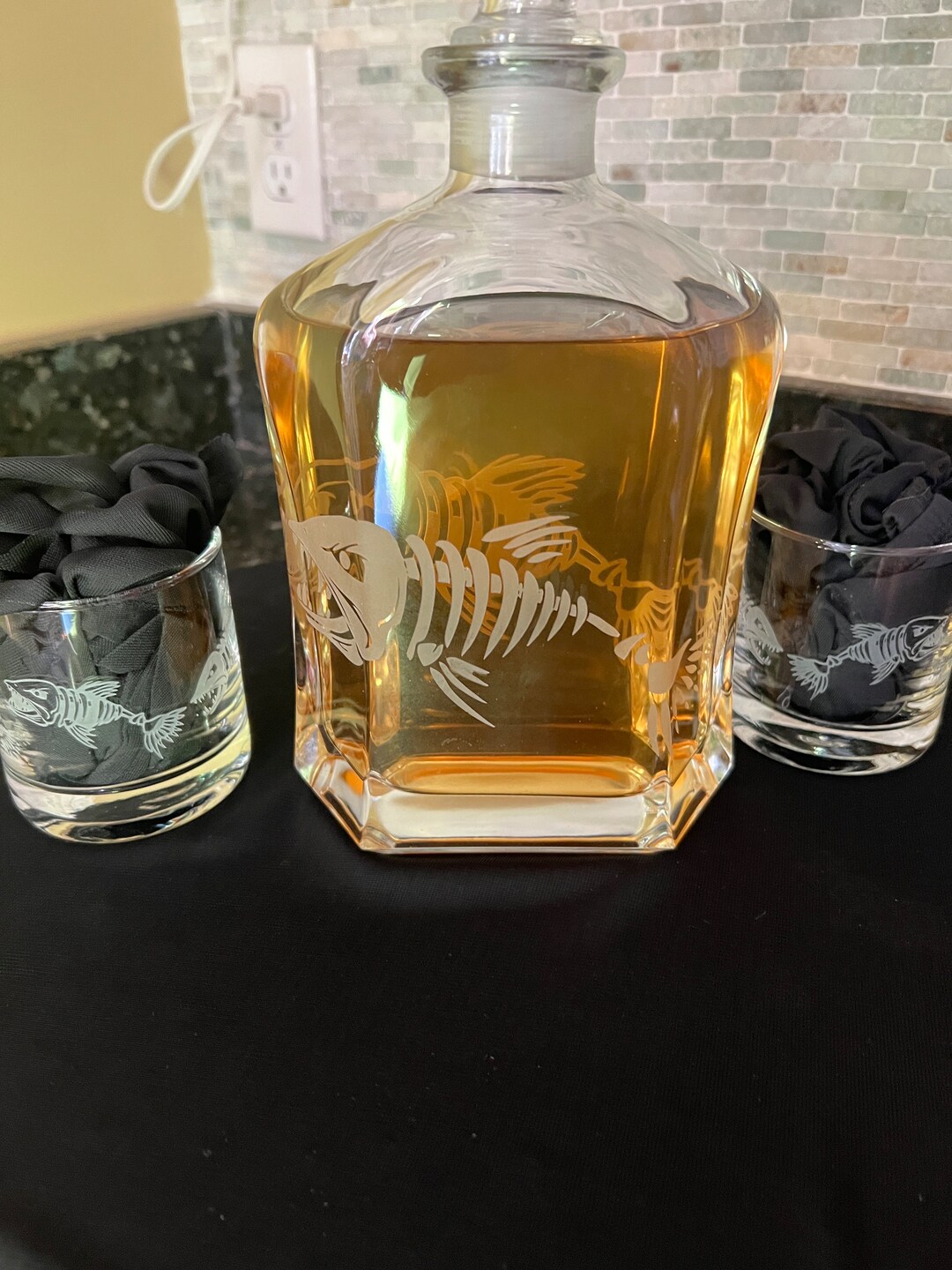 Bone Fish Decanter Fishing Decanter Set 23.75 Oz. Plus Optional Glasses ...
