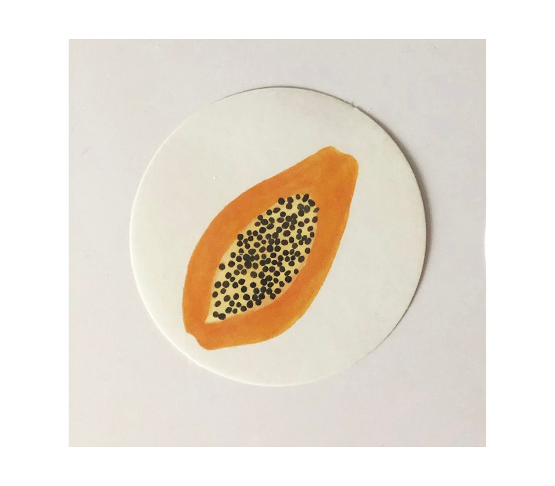 Illustrated Fruit Sticker (papaya, Pear, Pomegranate or Persimmon ...