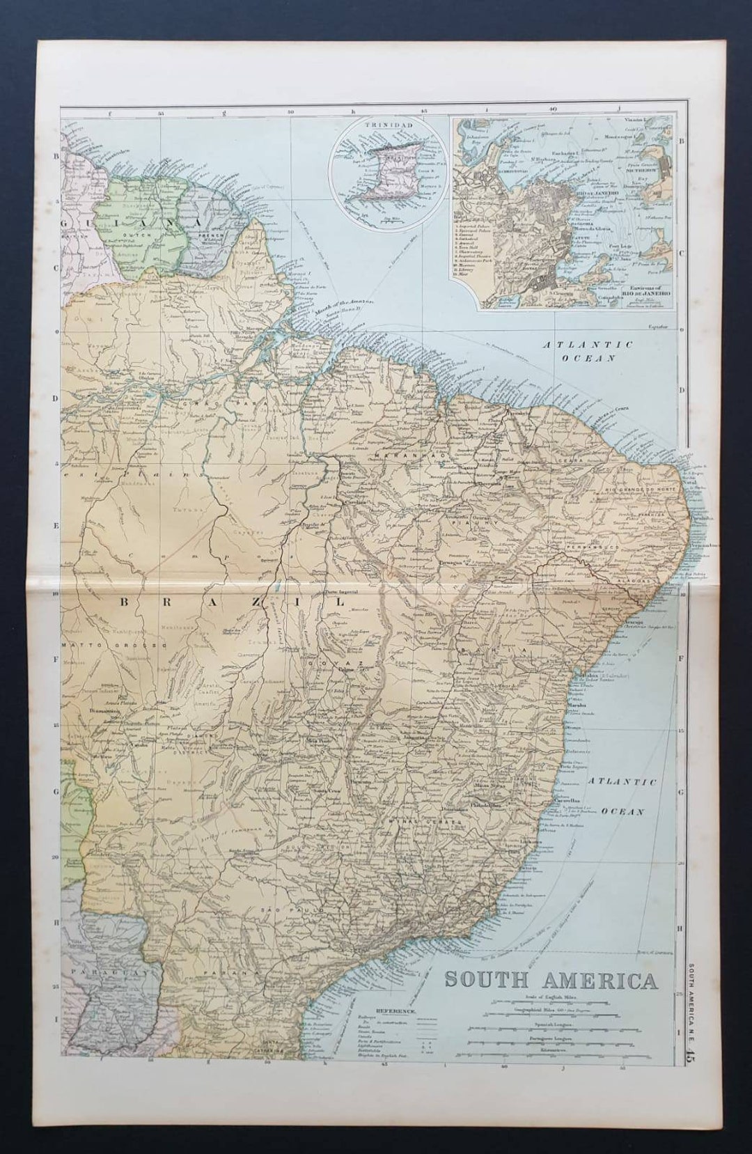 Original 1908 Map - North Eastern South America - Etsy
