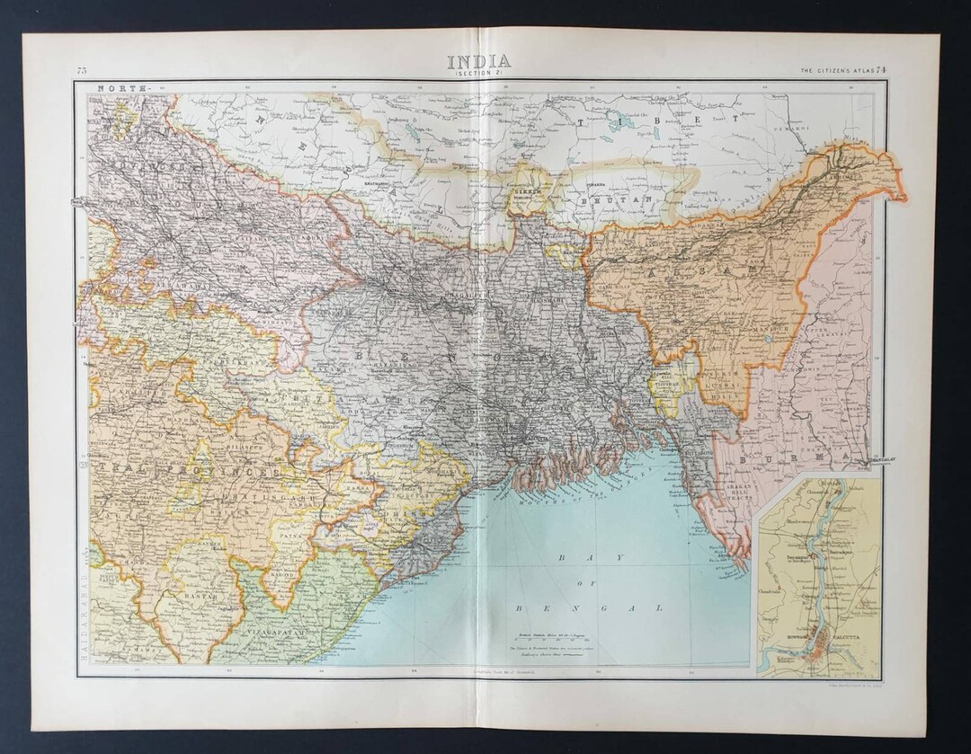Original 1899 Map - India Section 2 - Etsy