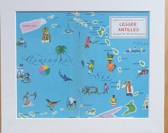 Lesser Antilles Map - Etsy