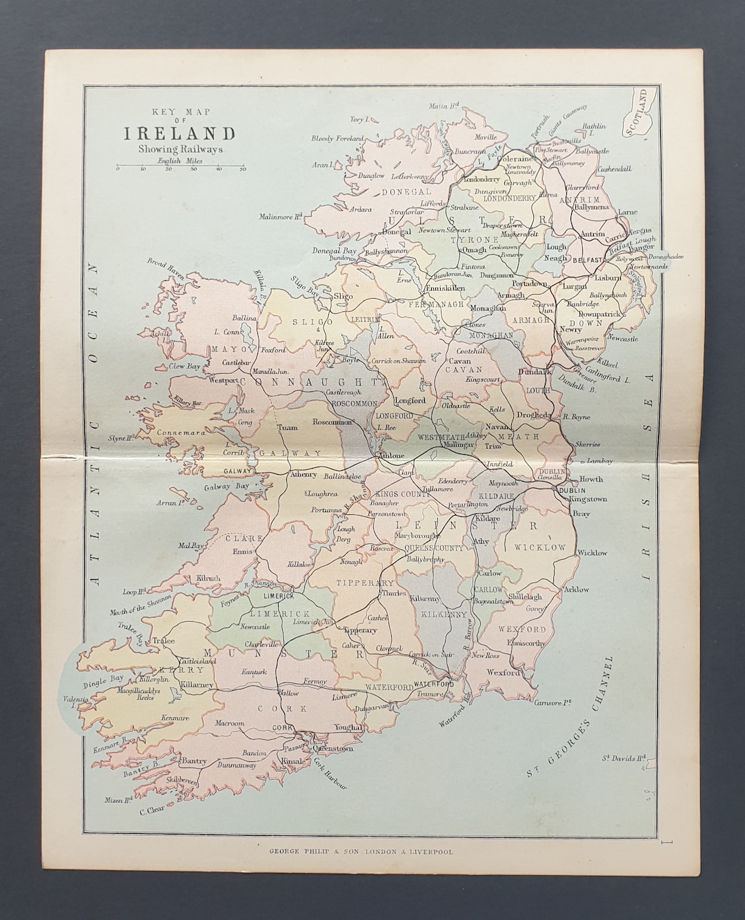 Original 1888 Ireland Map (showing Railways) - Etsy