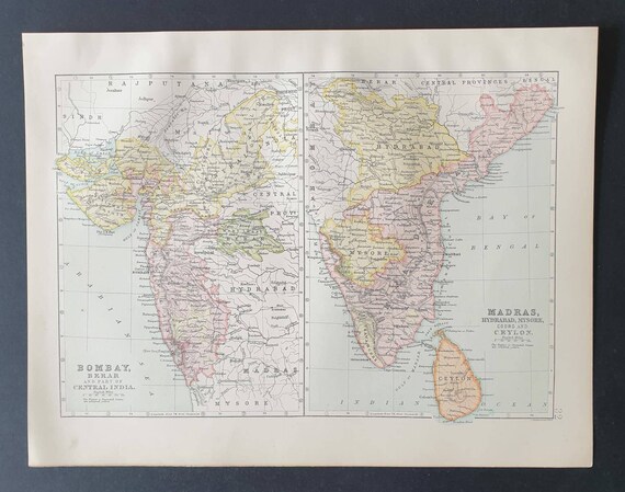 Original 1903 Map Bombay berar and Part of Central India | Etsy
