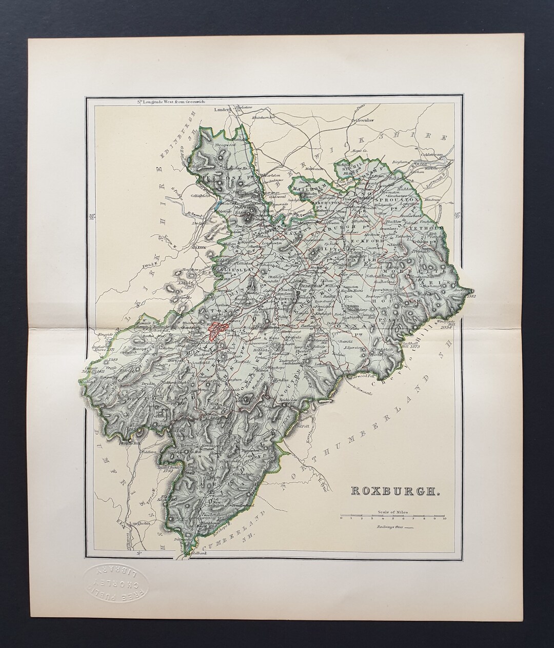Roxburgh - Original 1897 County Map of Scotland - Etsy