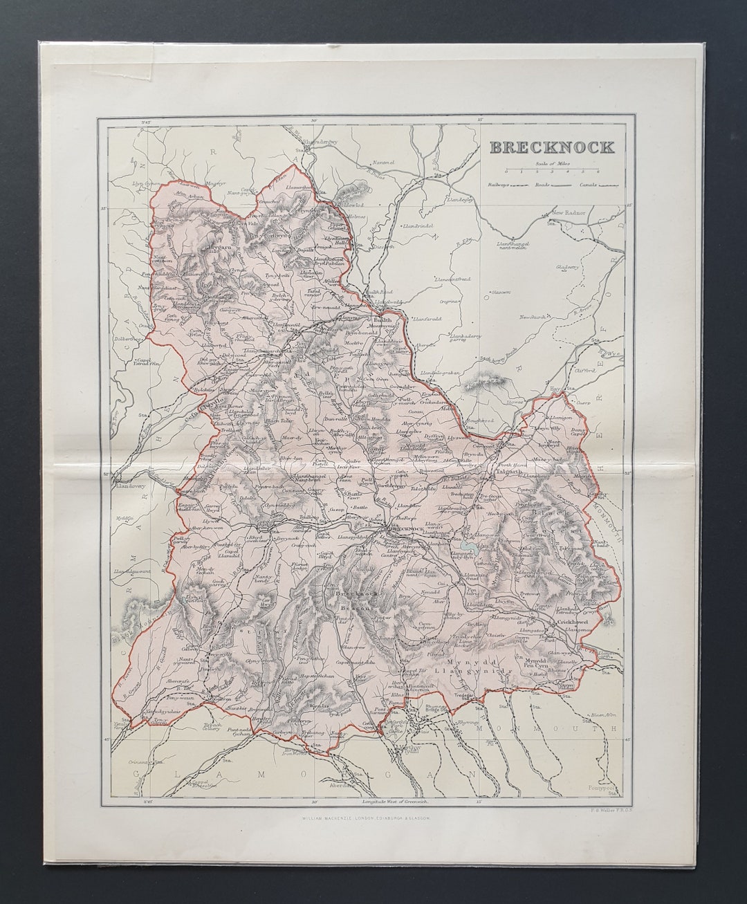 Brecknock - Original 1893 County Map - Etsy