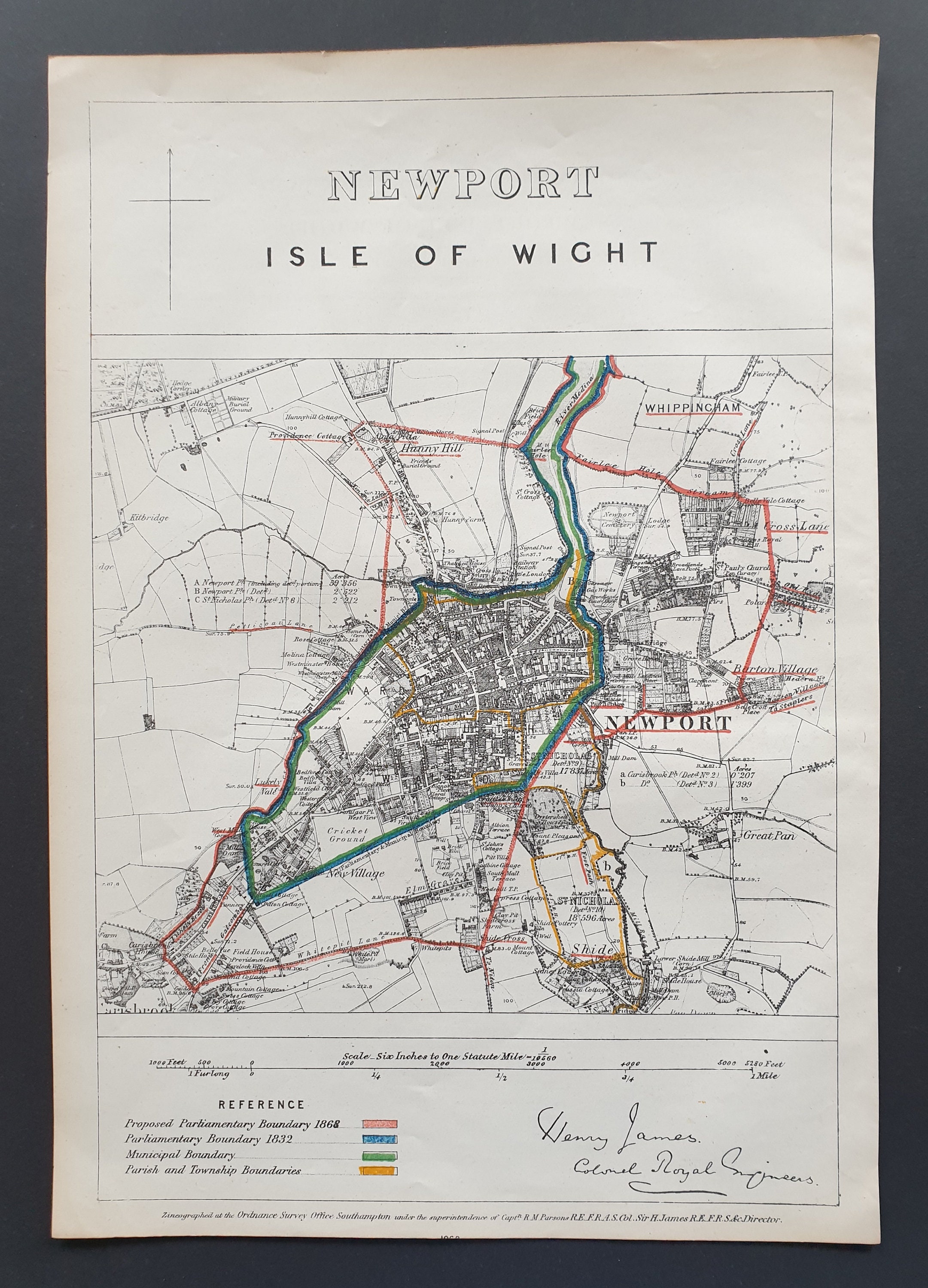 Newport Isle of Wight Original 1868 Zincograph Map - Etsy UK