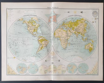 1899 World Map - Etsy