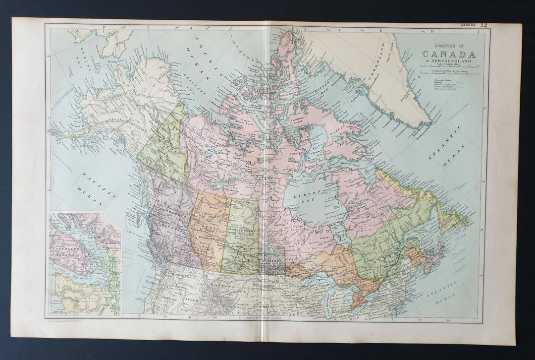 Original 1908 Map - Canada - Etsy