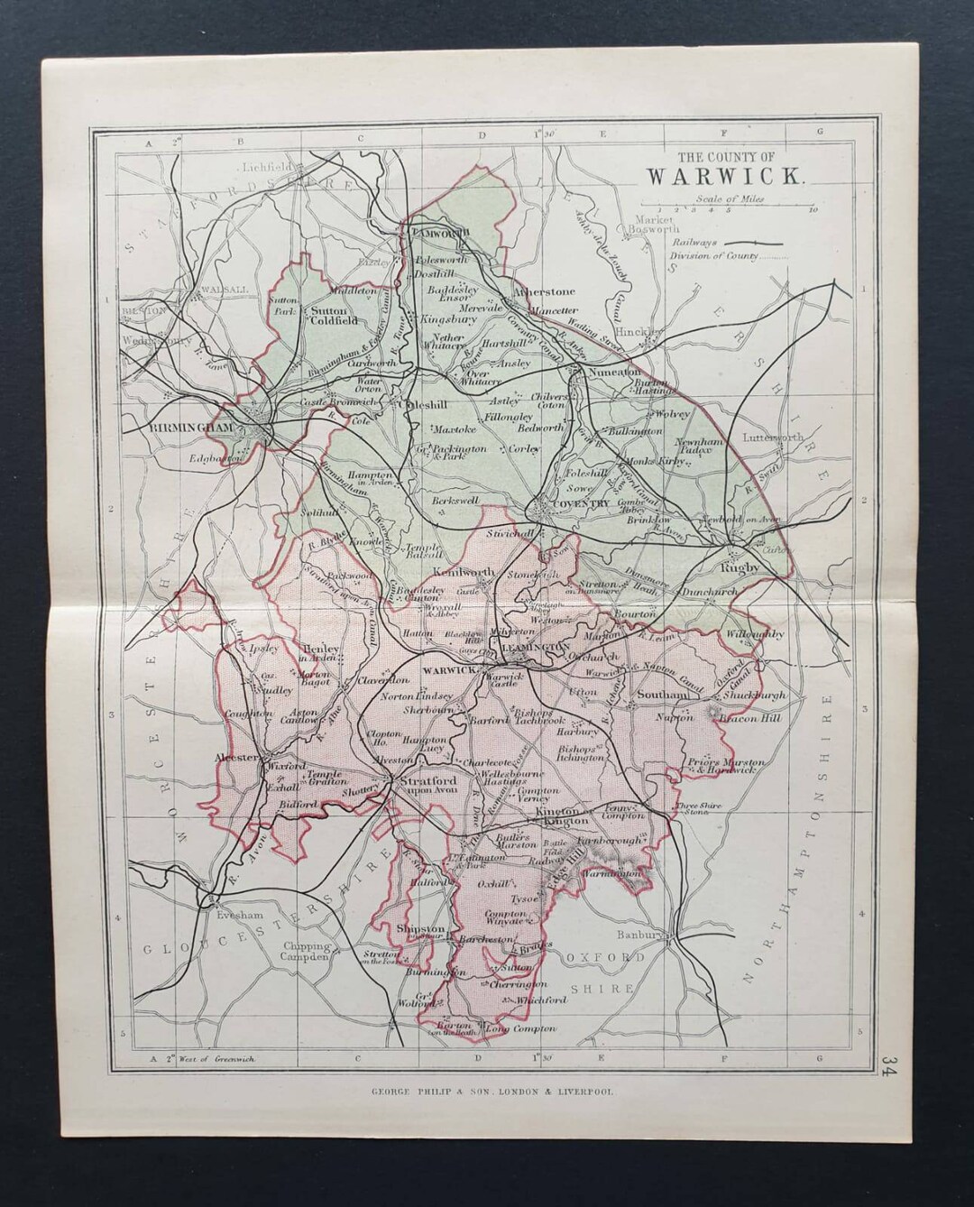 Original 1876 Antique County Map - Warwick - Etsy