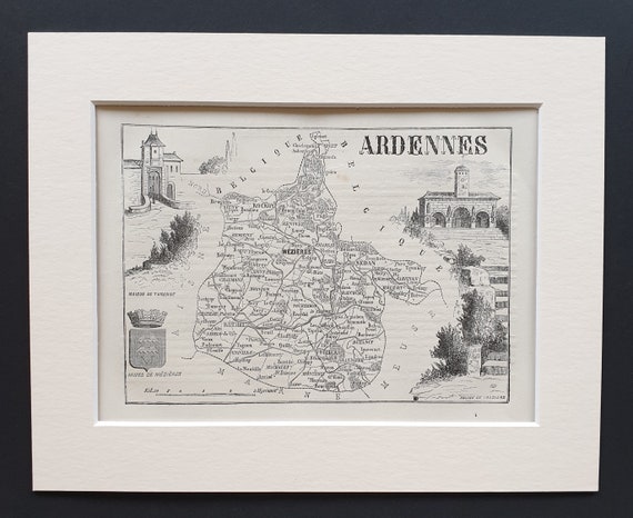 Ardennes Original 1865 Map in Mount | Etsy