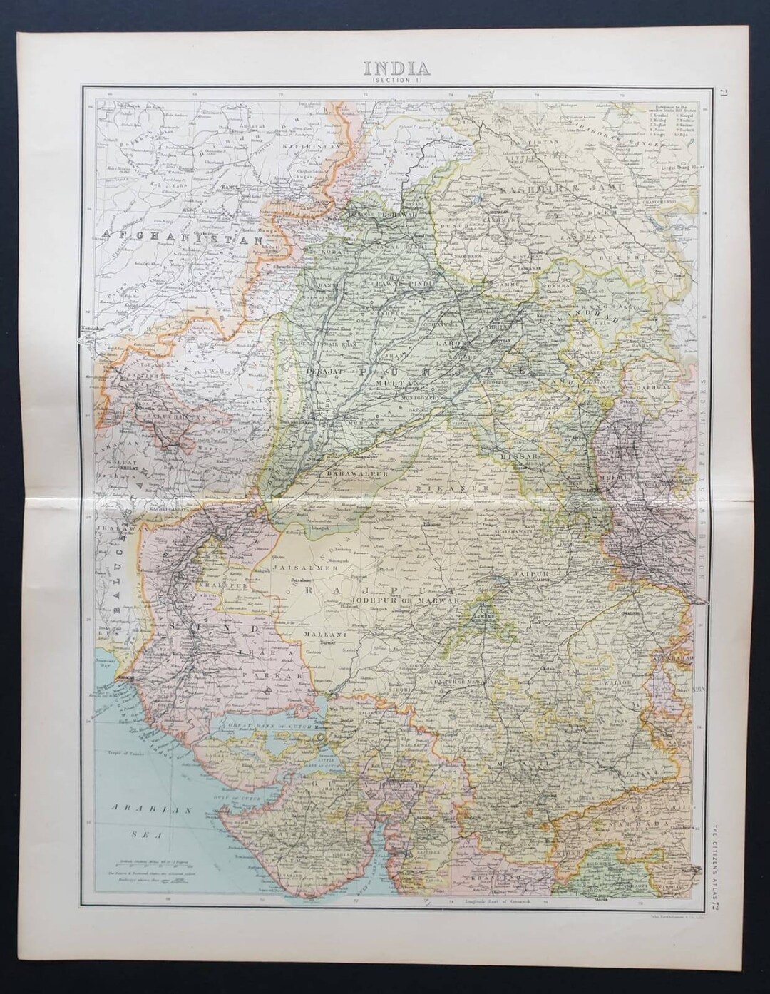 Original 1899 Map - India Section 1 - Etsy