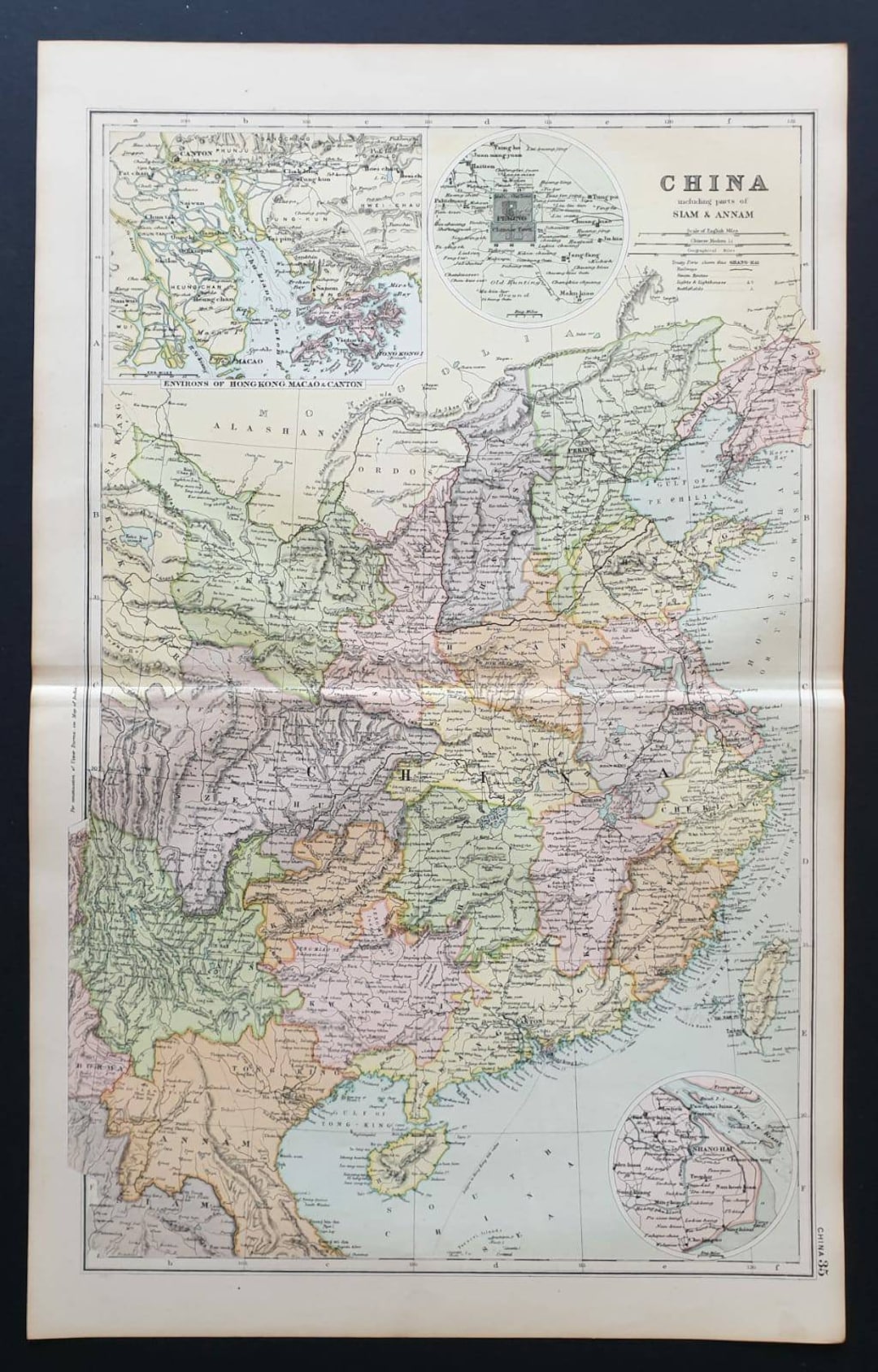 Original 1908 Map - China - Etsy