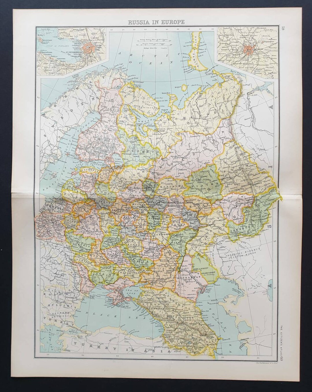 Original 1899 Map Russia in Europe - Etsy