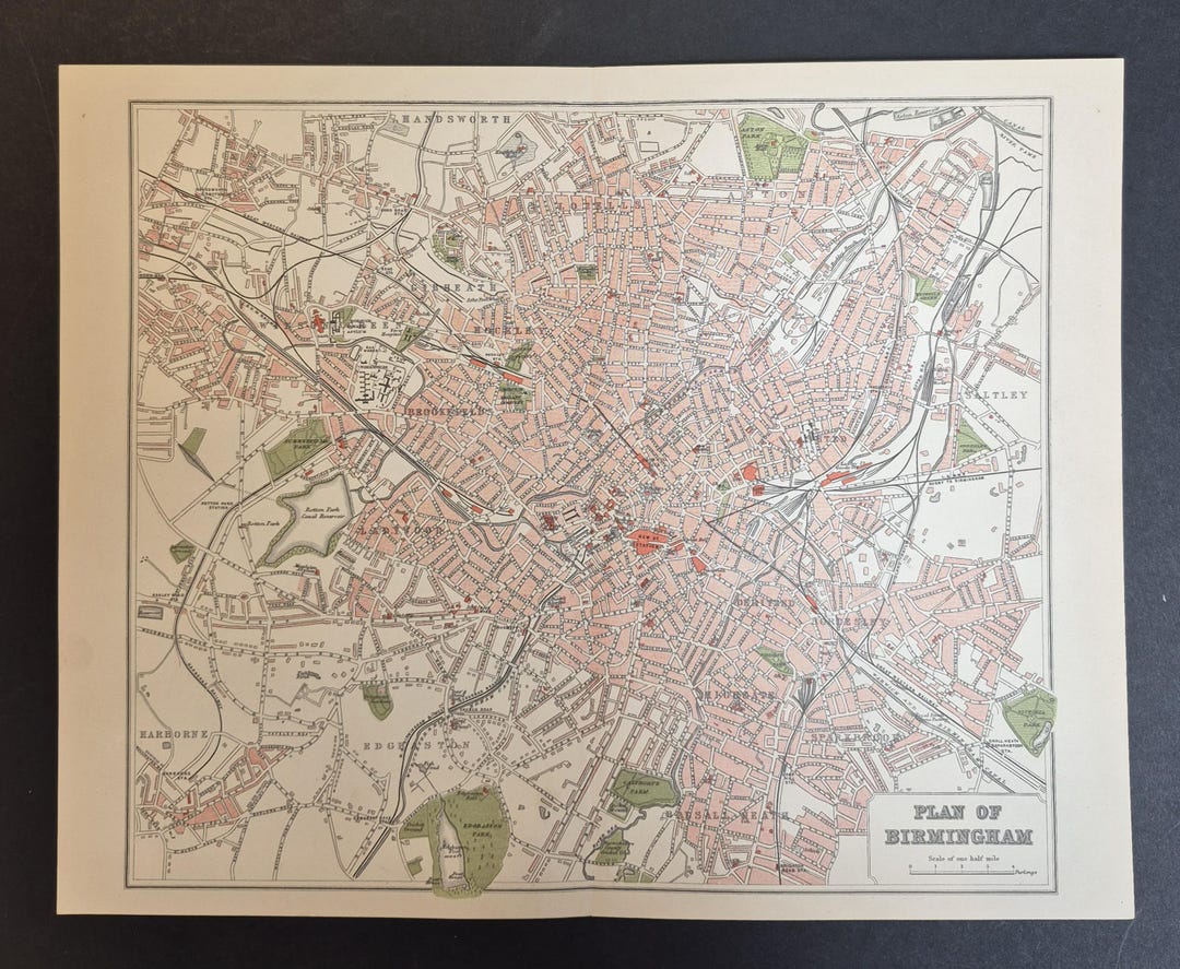 Birmingham - Original 1895 County Map - Etsy