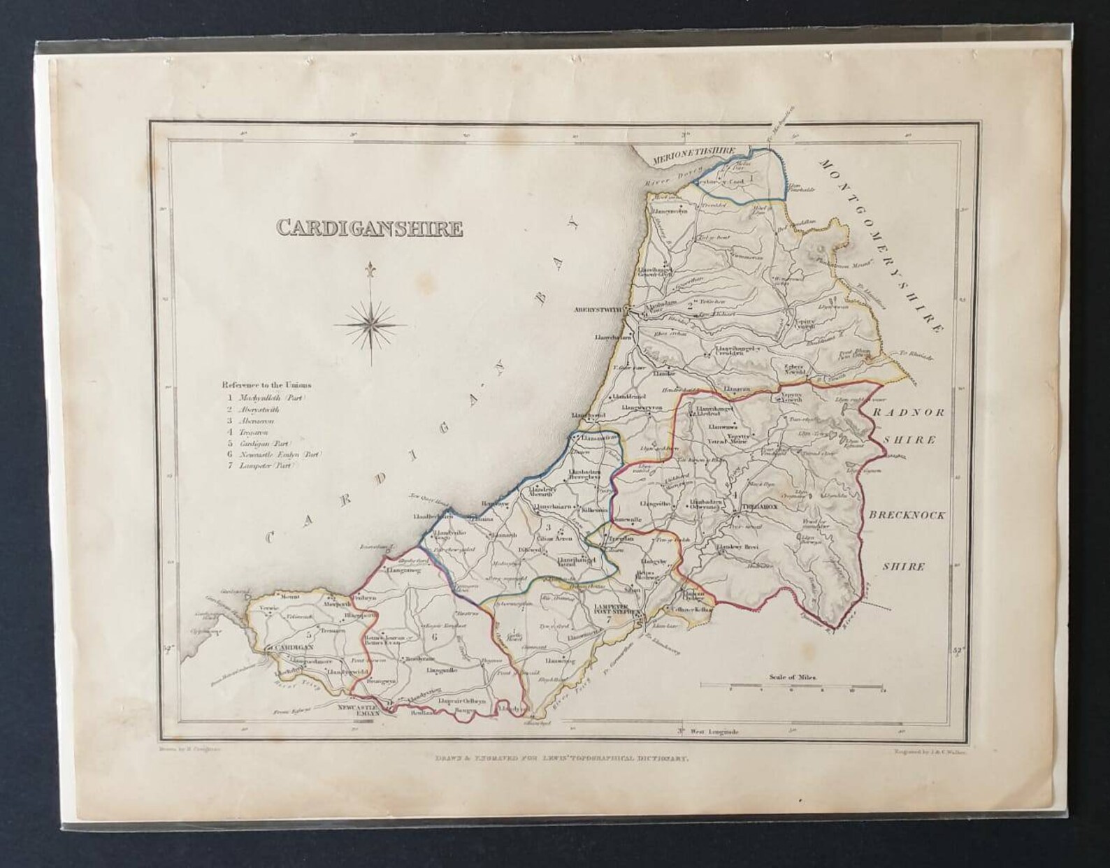 Mapa del condado original coloreado a mano de 1844 - Etsy México