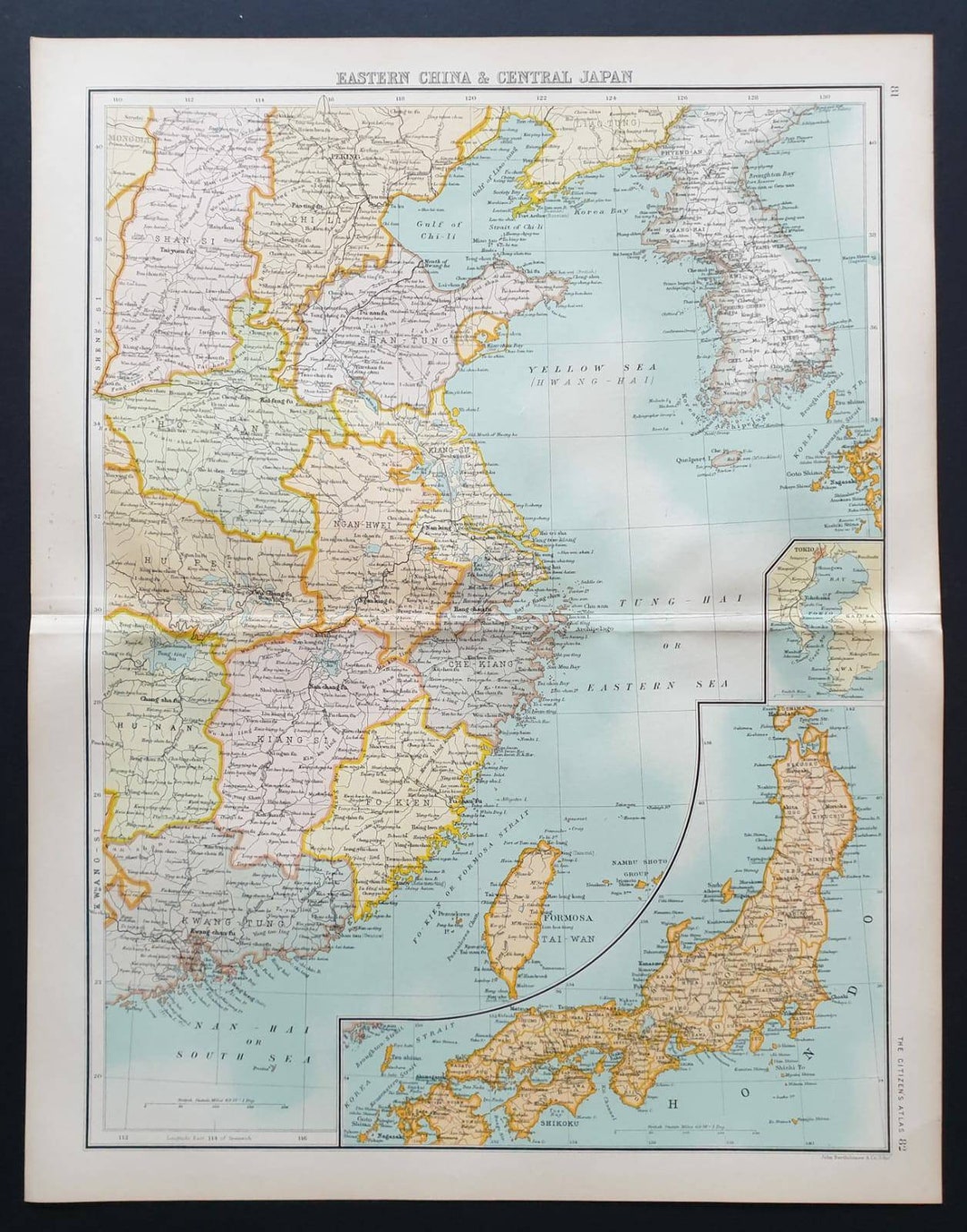 Original 1899 Map - Eastern China and Central Japan - Etsy