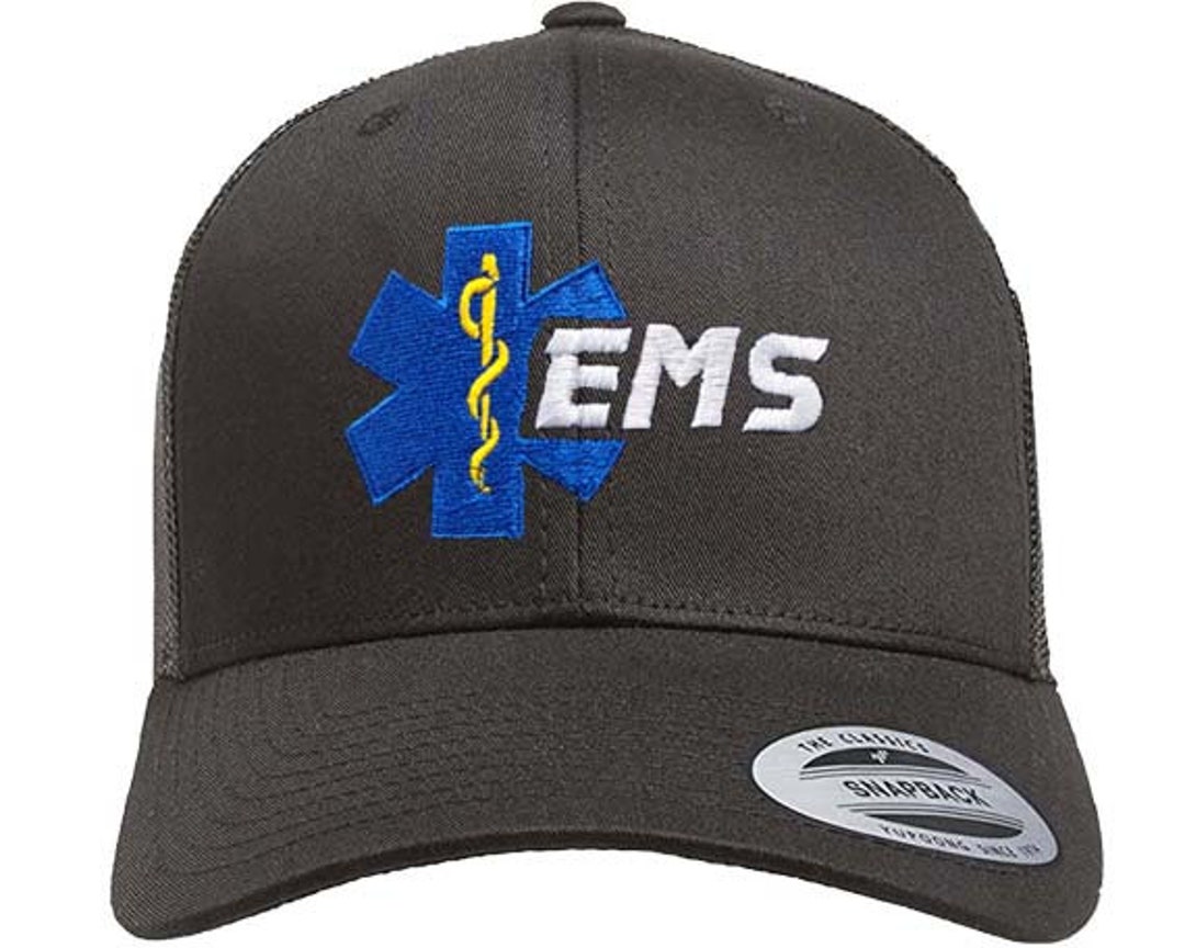 EMS Trucker Hat Emergency Medical Services Dad Caps Embroidered Star of Life Reflective - Etsy
