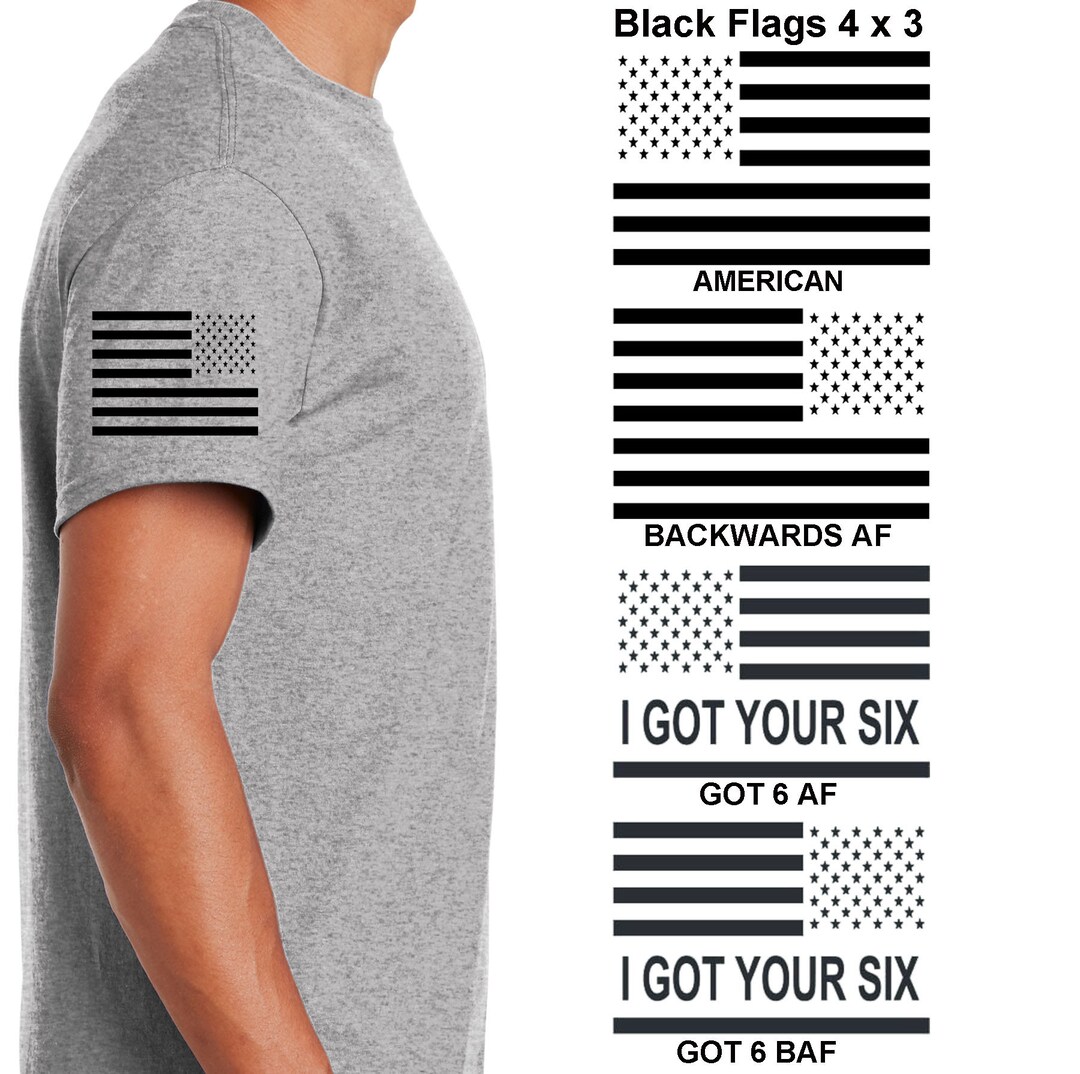Pack of 7* Black American Flag Heat Transfer/backwards American Flag ...