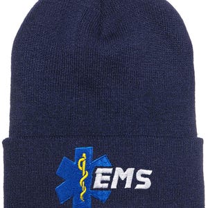 Star of Life EMS Beanie, Emergency Medical Services Knit Cuffed Beanie ...
