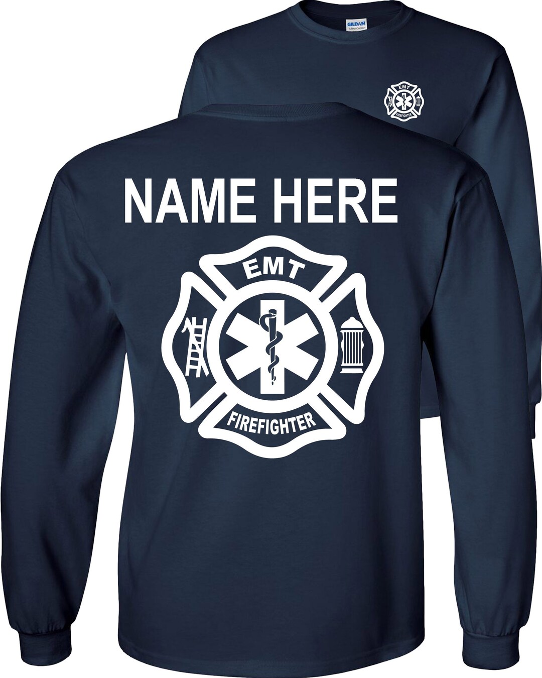Custom Firefighter EMT Long Sleeve Shirt, Fire/emt Personalized - Etsy