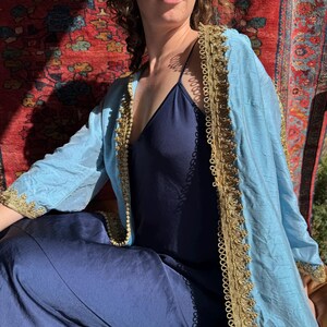 Gorgeous Vintage Baby Blue Silk Duster With Gold Trim! - Etsy