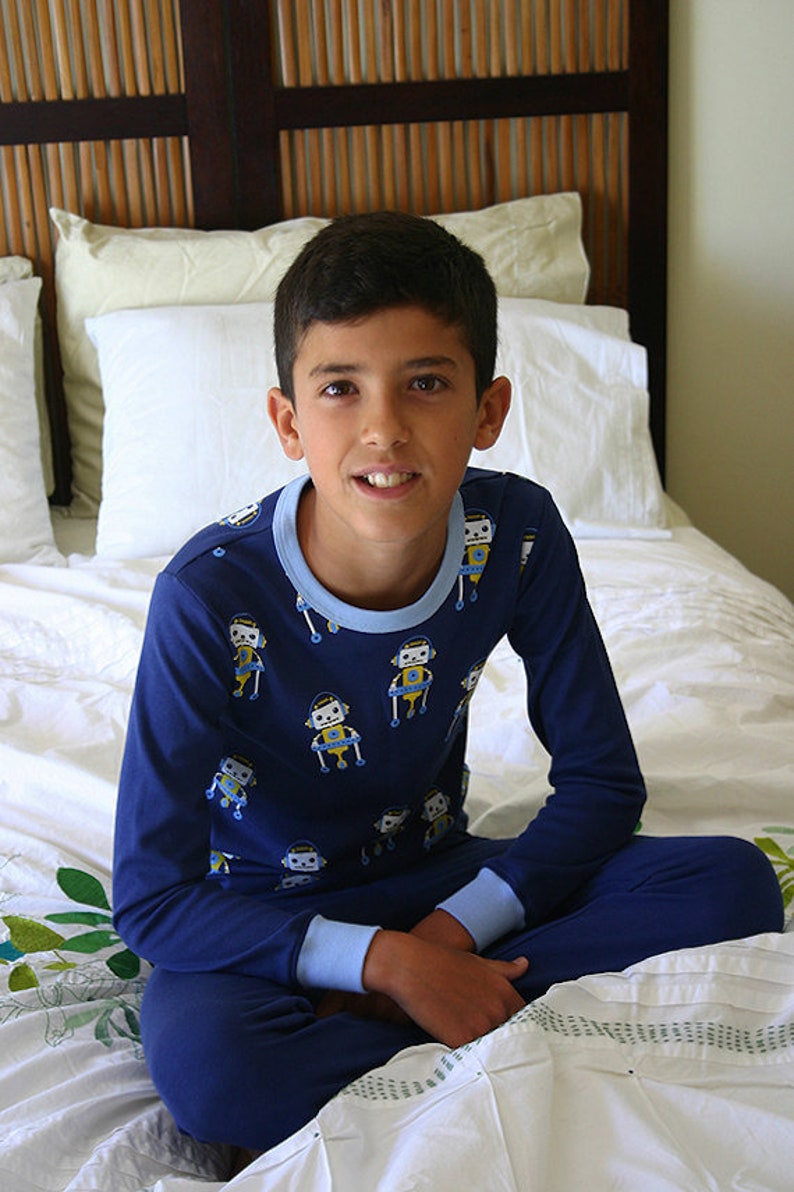Boys Pyjamas Organic Pima Cotton Lots of Robot PJ Set High - Etsy