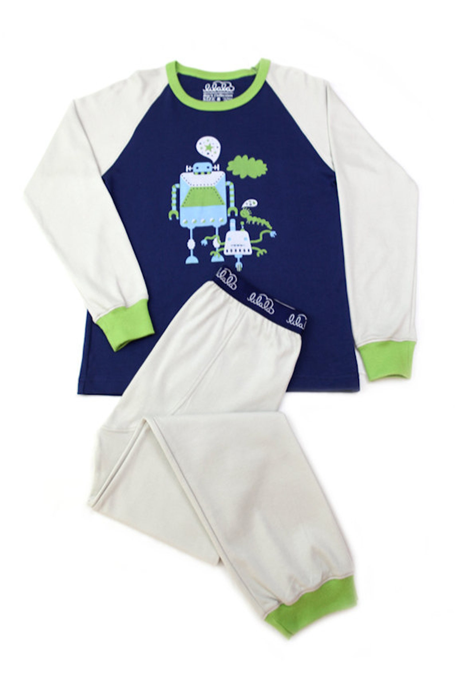 Boys Pajamas, Organic Pima Cotton Robot Gang Pyjama Set, High Quality ...