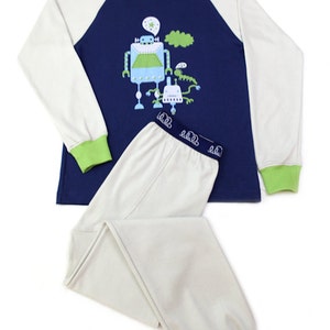 Boys Pajamas, Organic Pima Cotton Robot Gang Pyjama Set, High Quality ...
