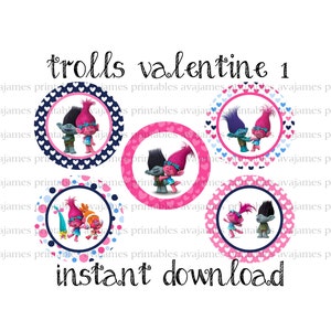 Instant Download - Trolls Valentine's Day #1 Bottle Cap Image Sheet - Etsy