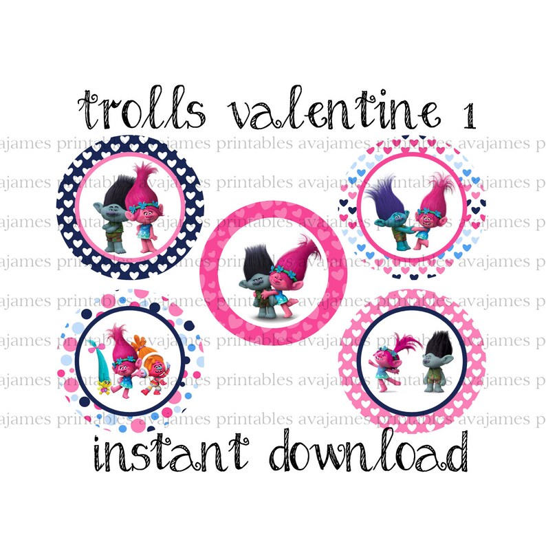 Instant Download - Trolls Valentine's Day #1 Bottle Cap Image Sheet - Etsy