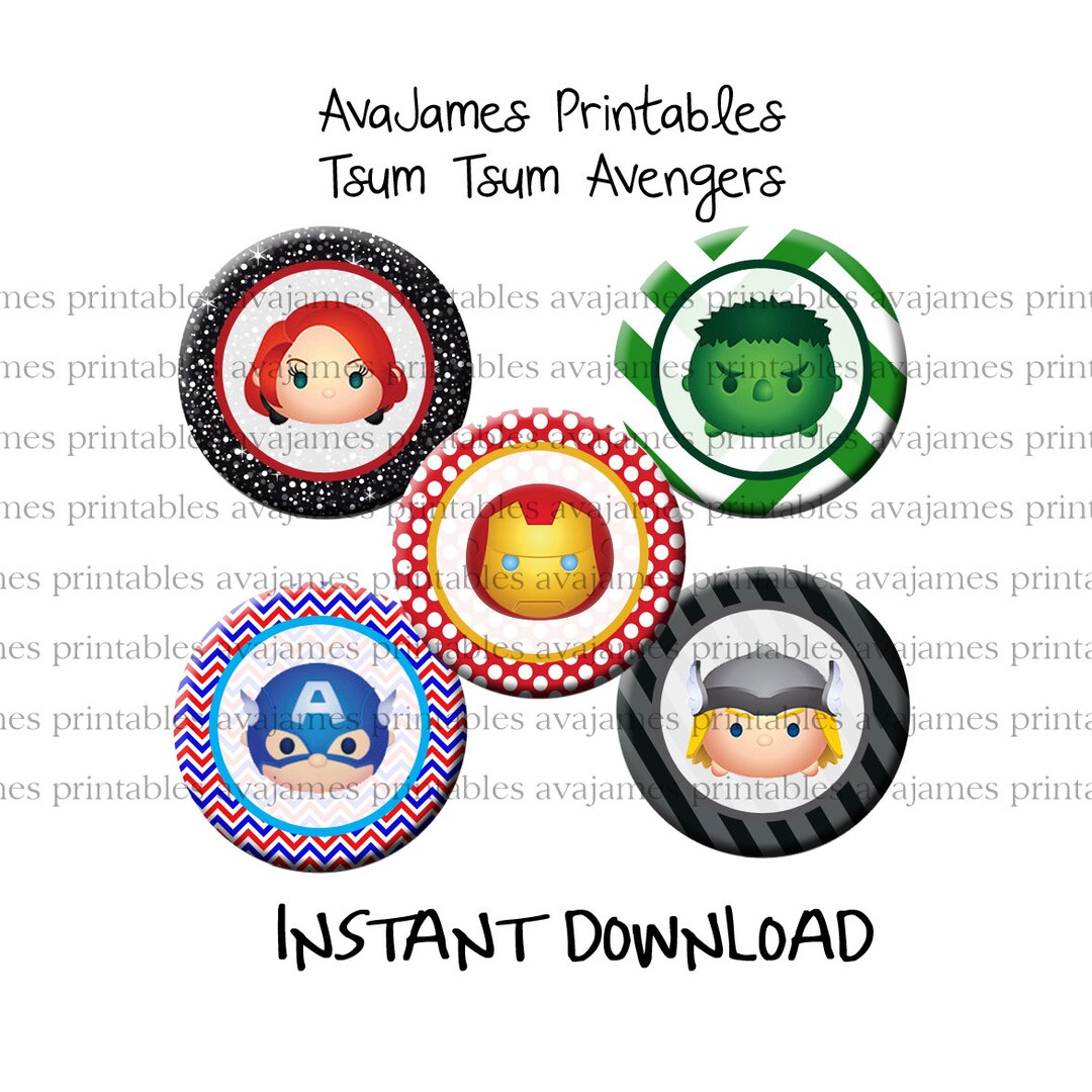 Instant Download Tsum Tsum Avengers Bottle Cap Image Sheet - Etsy