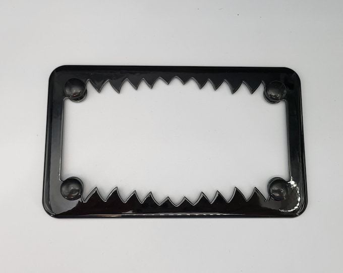 SHARK BITE Gloss Black Metal MOTORCYCLE Universal Fit Bike Trike ...
