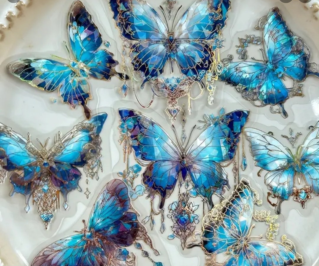 Beautiful Butterfly Stickers Transparent Somewhat Holographic Decals 20 ...