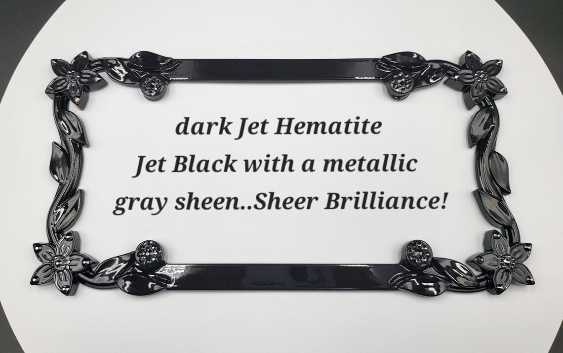 Swarovski Black Flower Car License Plate Frame: Jet Hematite ...
