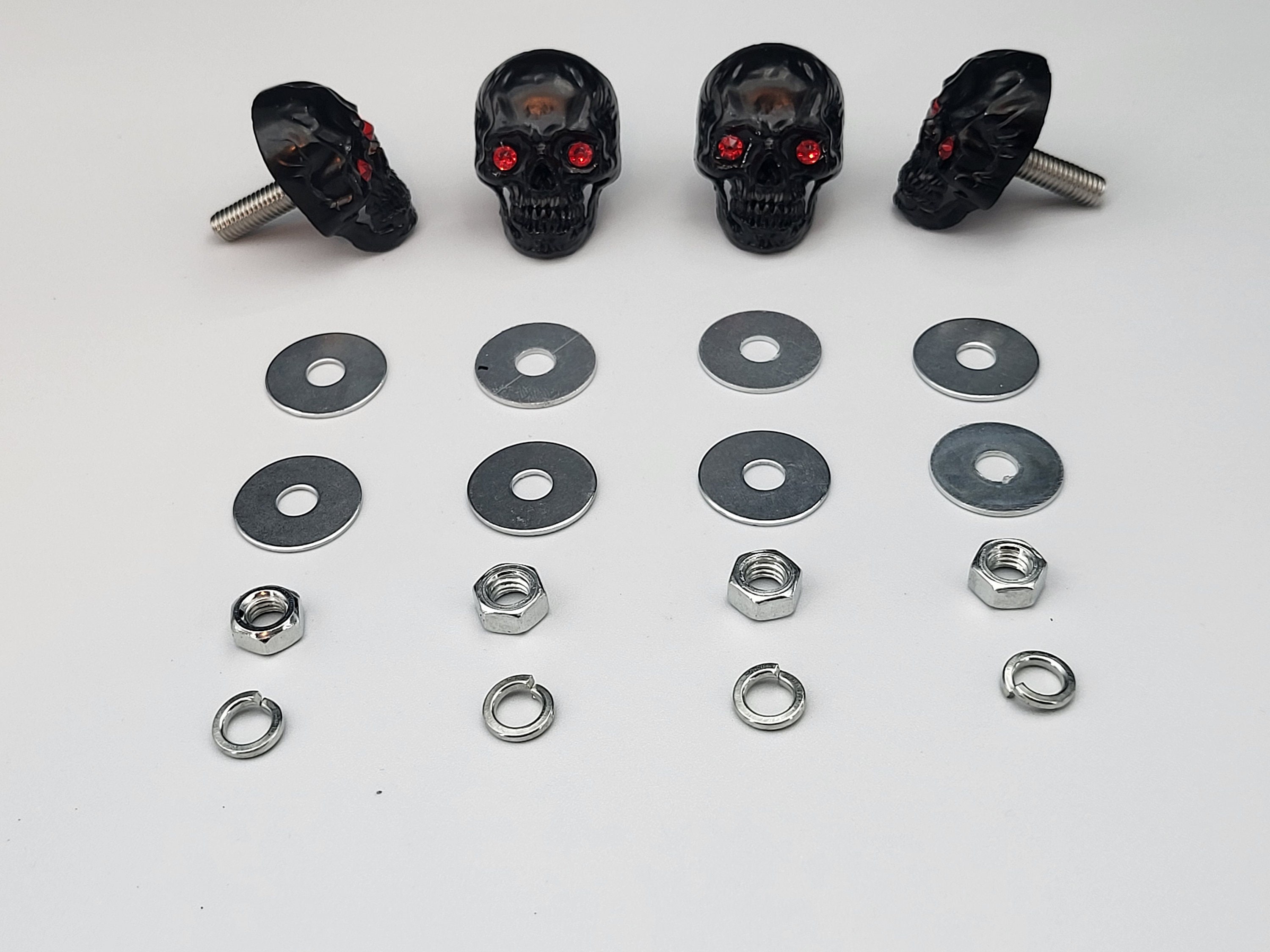 Black Skull Motorcycle License Plate Bolts: Crystal Eyes, 31 Colors - Etsy