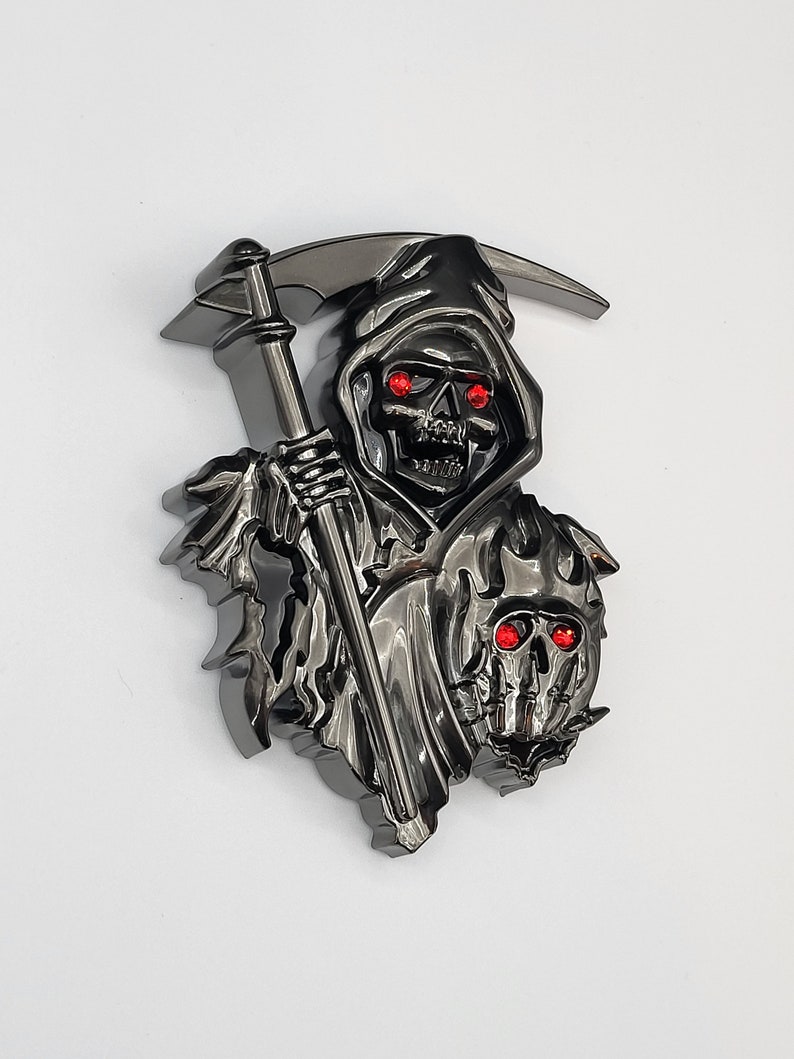 Black Chrome Grim Reaper Decal: 3D Skull Emblem With Swarovski Eyes ...