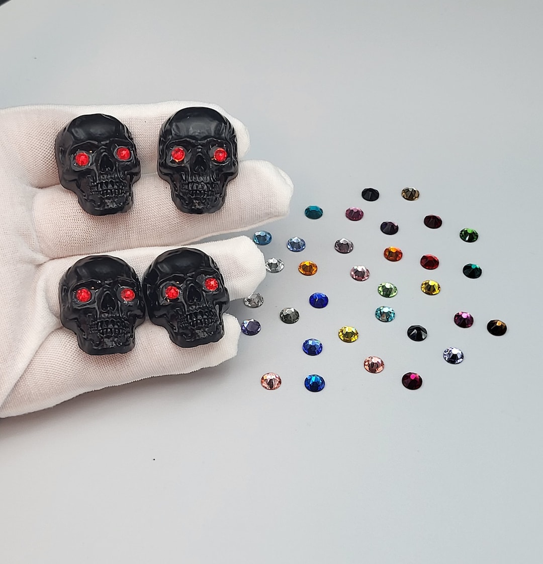 Set of 4 Black Skull Motorcycle License Plate Frame Bolts Screws Hand ...