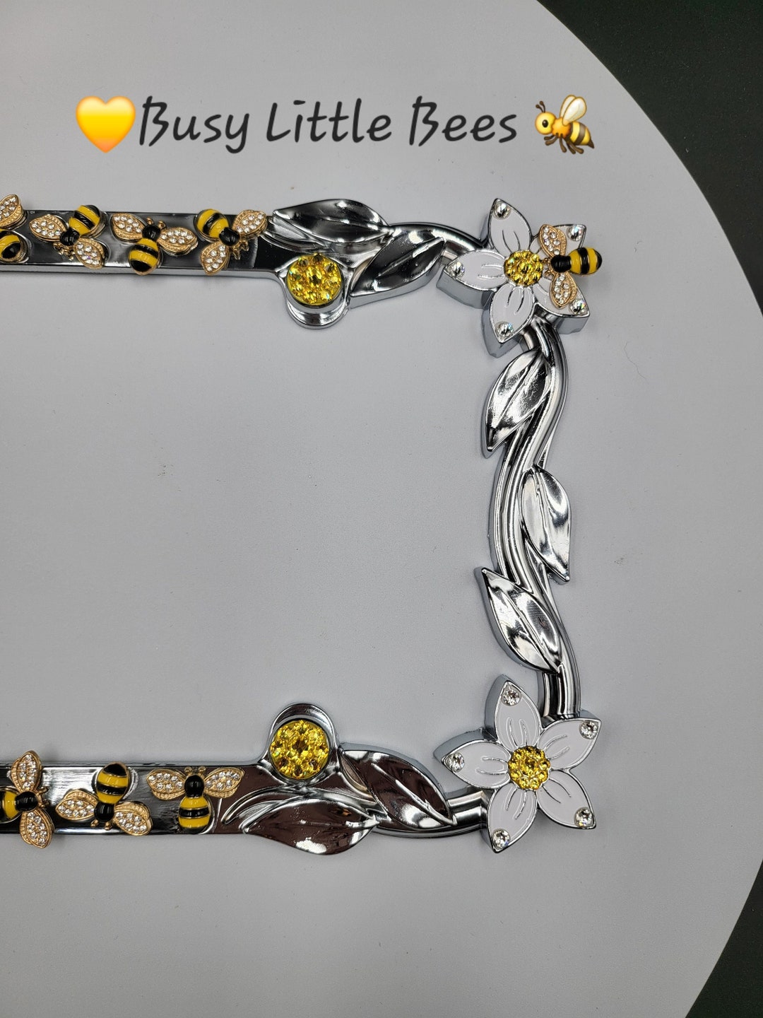 Daisy Bee License Plate Frame: Swarovski Rhinestones, Car Wash Safe ...