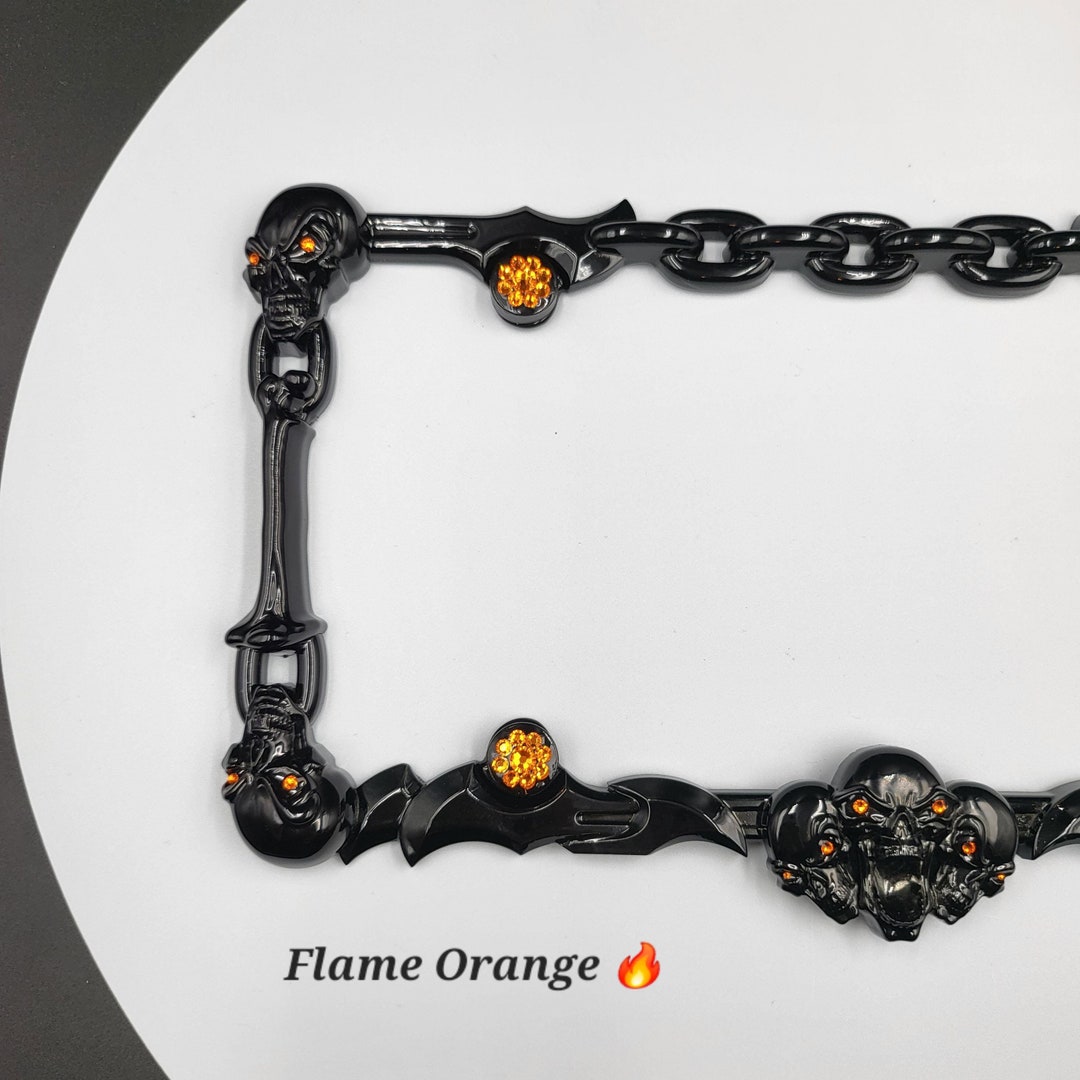 Skull License Plate Frame, Black License Plate Frame, Bone Car ...