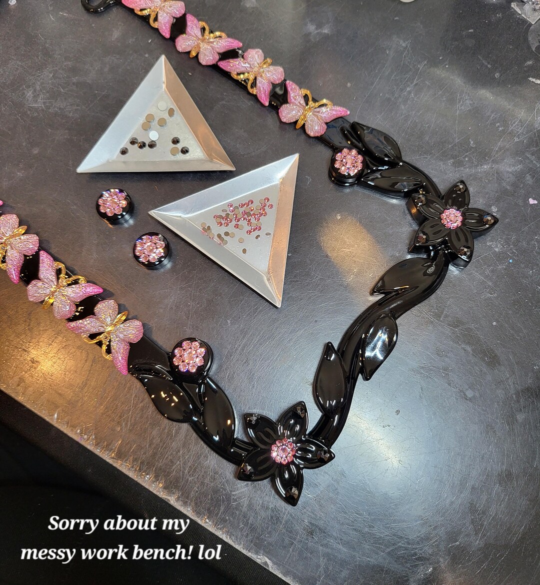 Black Flower License Plate, Butterfly License, Swarovski Car Gift ...