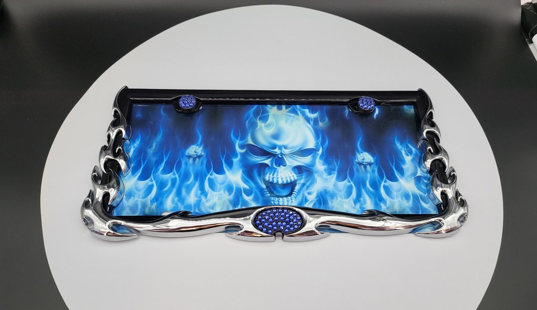 BAD SEED Black and Chrome Metal Front Car Truck Flames License Plate ...
