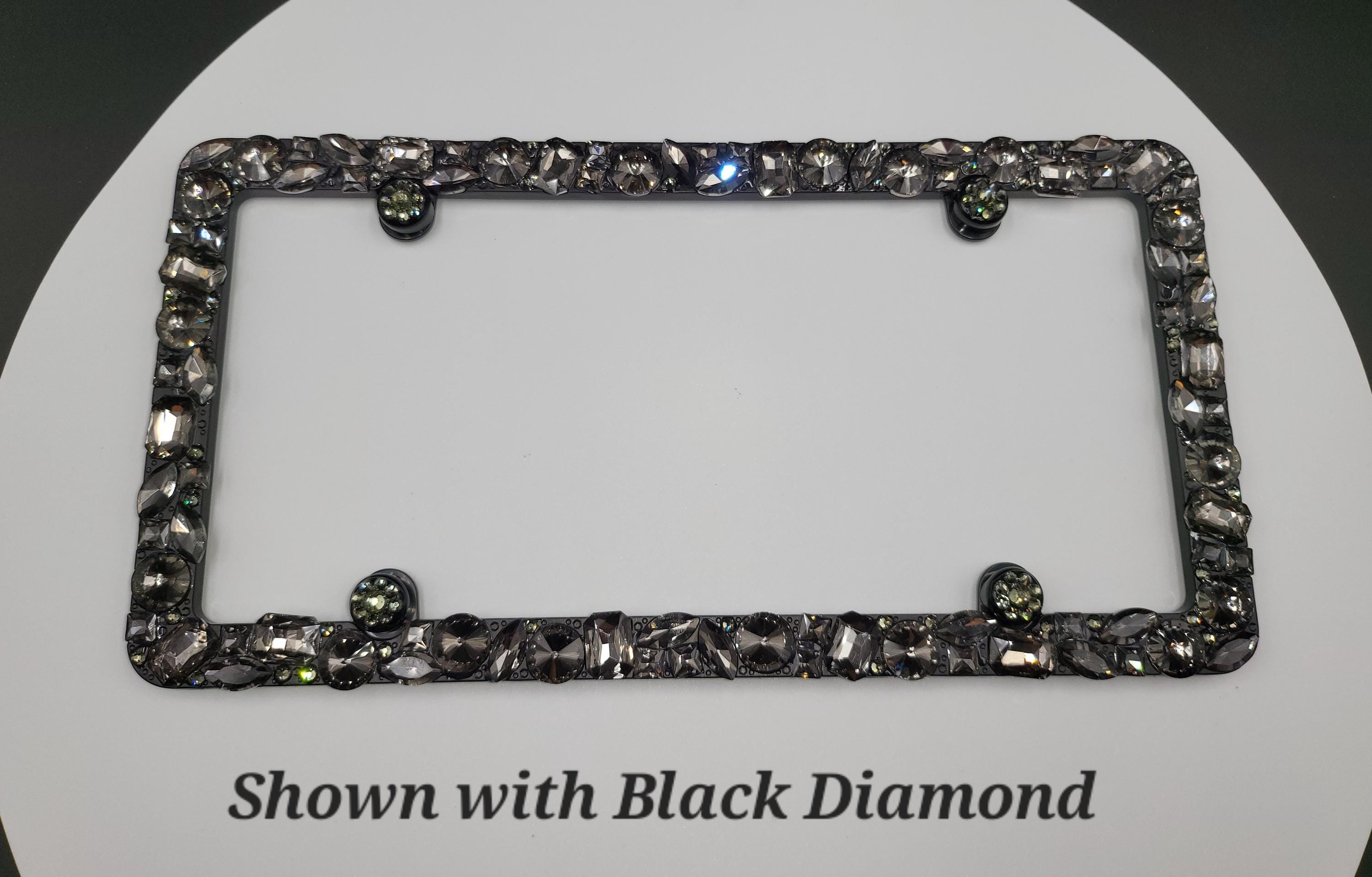 MESMERIZING BLACK DIAMOND Bling Full Coverage Rhinestone Car License Plate Frame With Optional Crystal Bolt Caps in 31 Eye Popping Colors Etsy