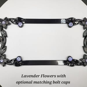 Crystal Flower License Plate Frame: Black Bling Car Decor - Etsy