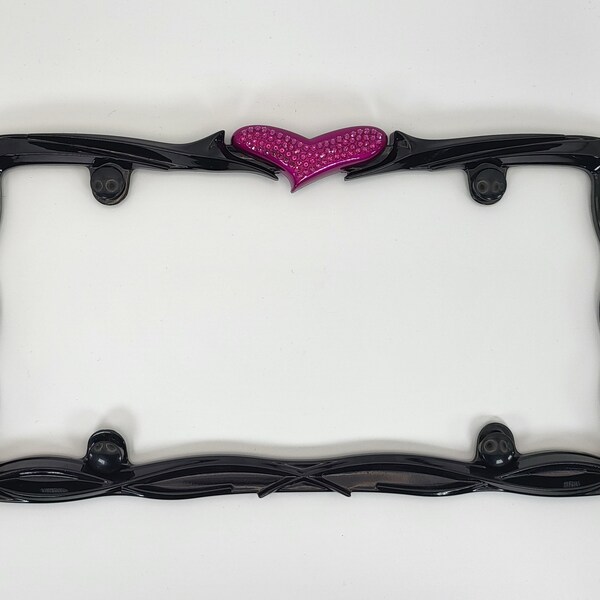 License Plate Frame With Hearts and Bling - Etsy