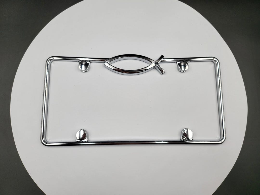 Ichthus Fish Chrome License Plate Frame With Bolt Caps - Etsy